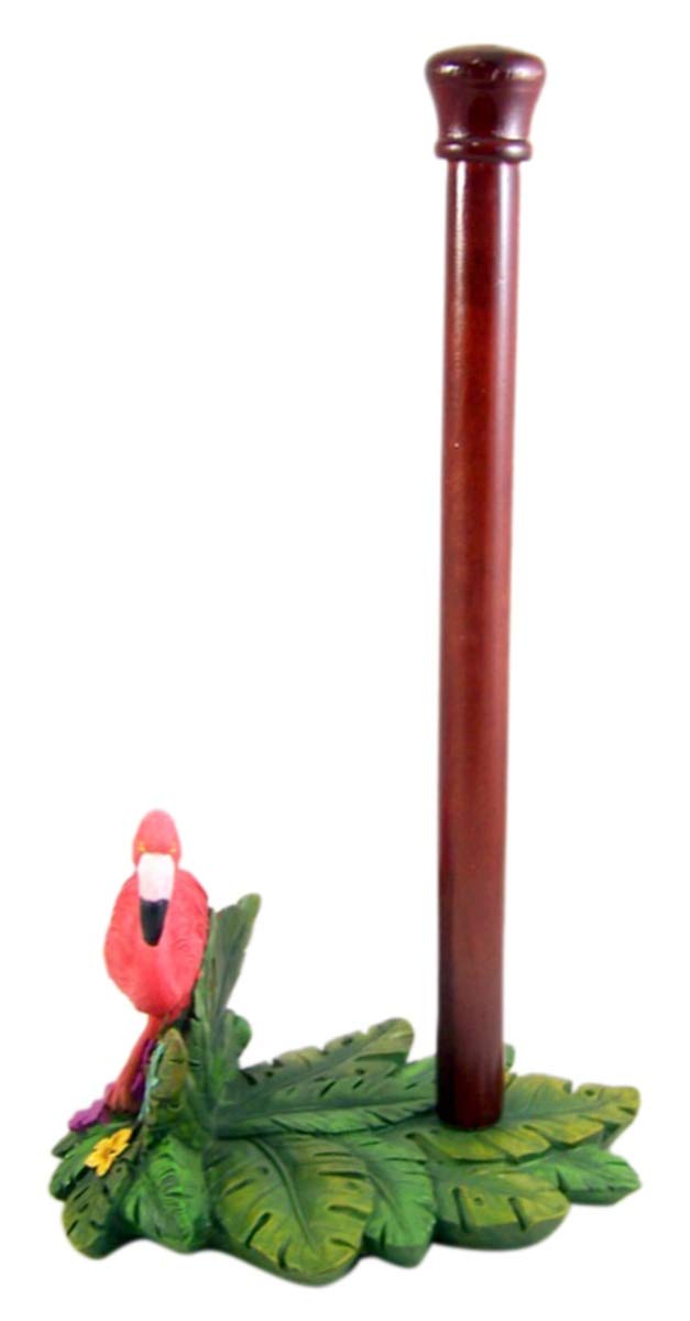 Tropical Flamingo and Palm Leaf Paper Towel Holder, 15 Inches