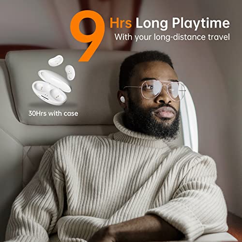 Aurasound 2022 Bluetooth 5.1 Noise Cancelling Earbuds, True Wireless Earphones, 4g Tiny Earbuds with 4 Microphone, Waterproof IPX4, Deep Bass, Stereo in Ear Earbuds Beans for Sleep and Work(White)