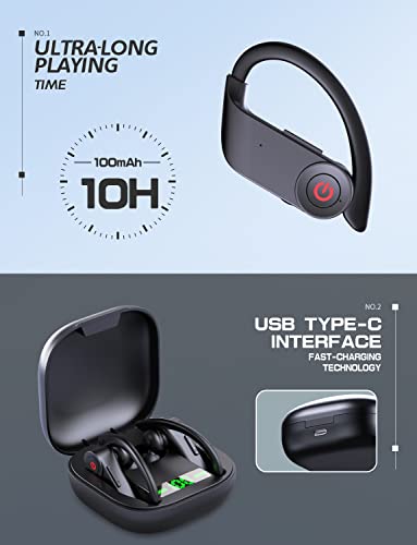 Wireless Earbuds Sports Bluetooth 5.1 Headphones Earhook Noise Cancelling, 50H Wireless Ear Buds Over Ear with Charging Case, Bluetooth Earphone for Samsung Android, Audifonos Bluetooth inalambricos
