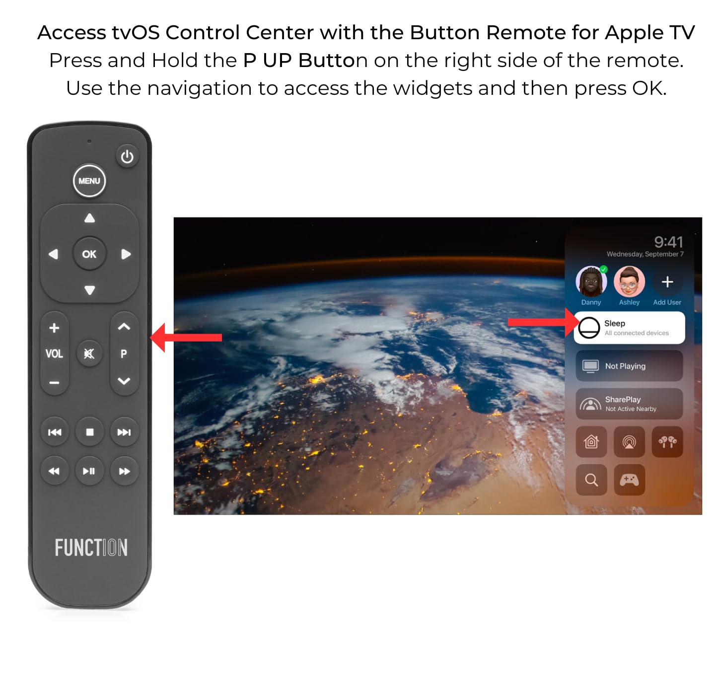 Function101 F101-ATVRM Replacement Button Remote for Apple TV | Infrared Connectivity | 2 AAA Batteries Included