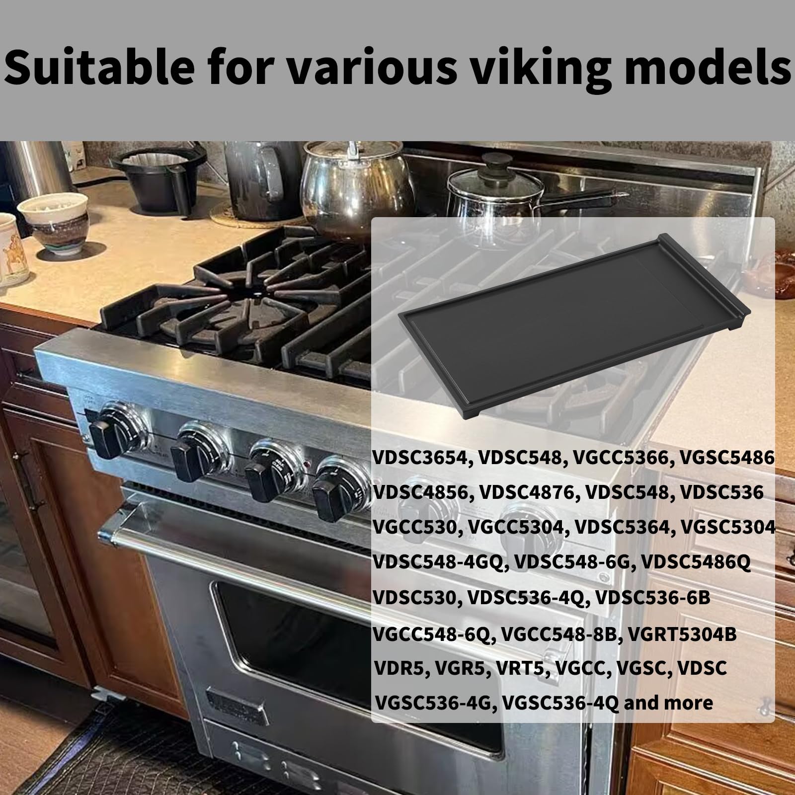 SBPGD Griddle Replacement Parts for Viking Range Parts VDSC530 VDSC3654 Range Griddle for Viking Sealed Burner Ranges and More Series Viking Stove Parts Griddle Pan Outdoor Side Burner Rangetop 1 Pcs