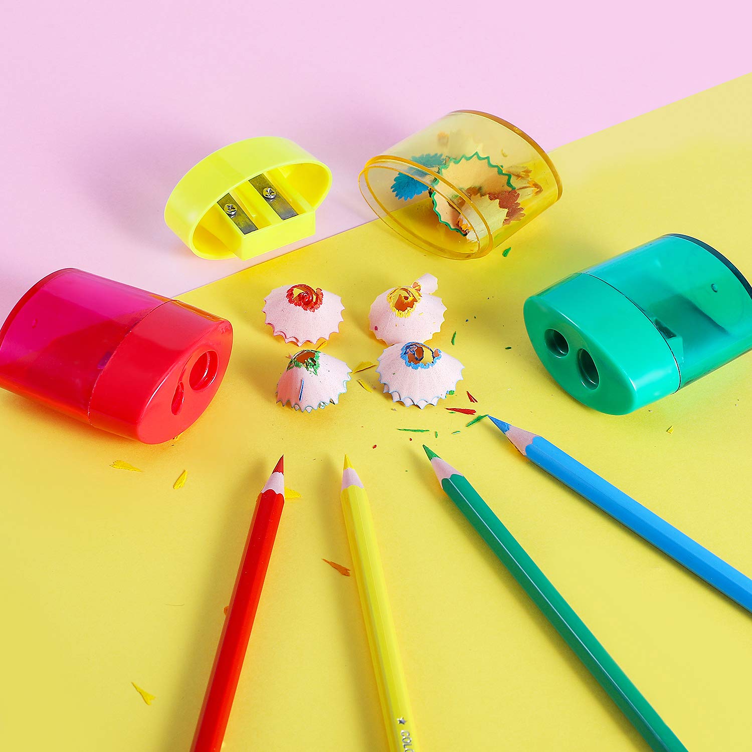 KIDMEN 2 Holes Pencil Sharpener,Pencil Sharpener for Kids,Pencil Sharpener Handheld-12 PACK
