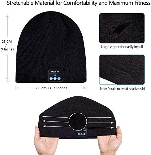 ZRUHIG Bluetooth Beanie,Stereo Knit Music Hat with Bluetooth V5.0 Wireless Hats Headphone Upgraded Unisex Knit Bluetooth Beanie Suitable for Outdoor Sports,Gift White