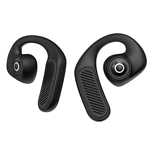 Open Ear Headphones, Wireless Bluetooth 5.3 Earbuds with Charging Case 38H Playtime LED Display, HiFi Stereo Sound Earphones Built-in Mic, Waterproof Headsets with Earhooks for Sports Black