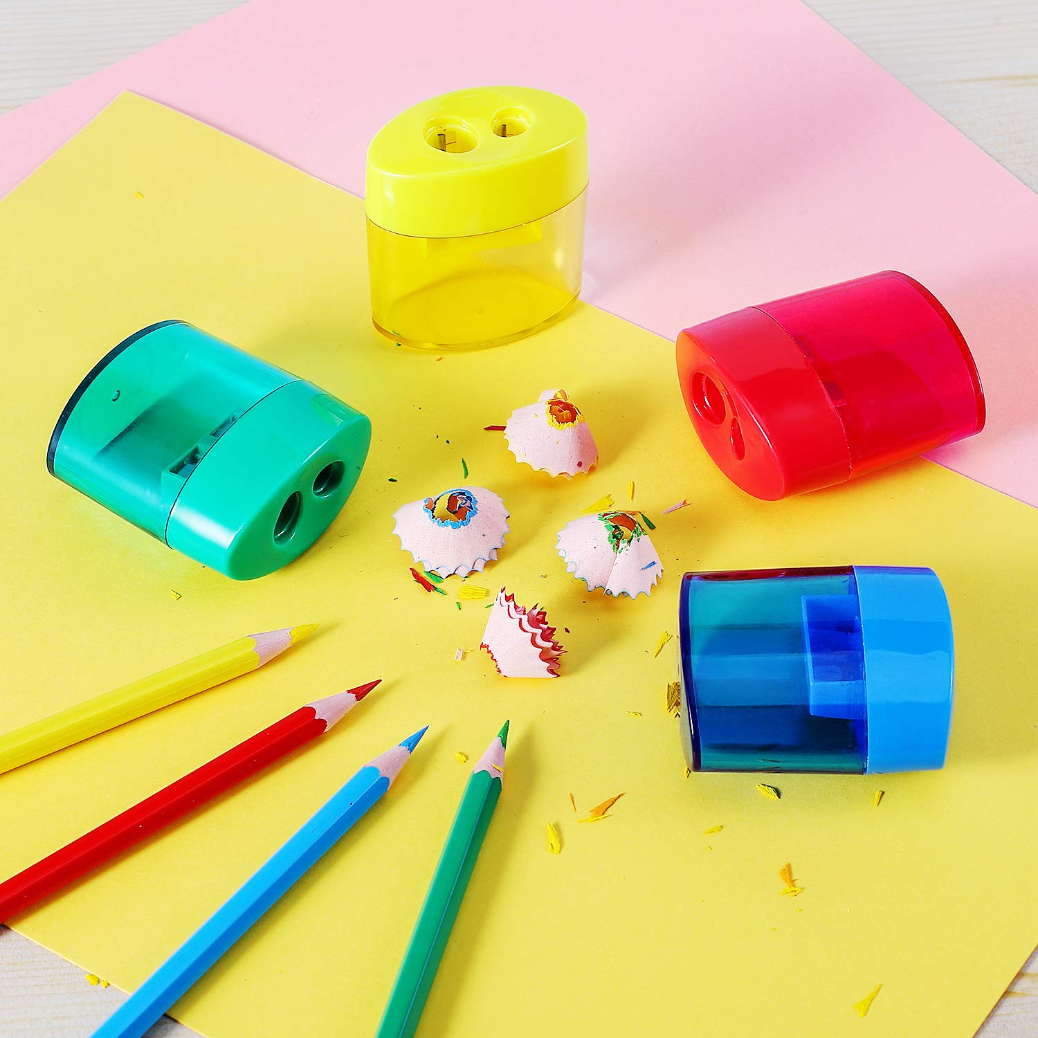 KIDMEN 2 Holes Pencil Sharpener,Pencil Sharpener for Kids,Pencil Sharpener Handheld-12 PACK