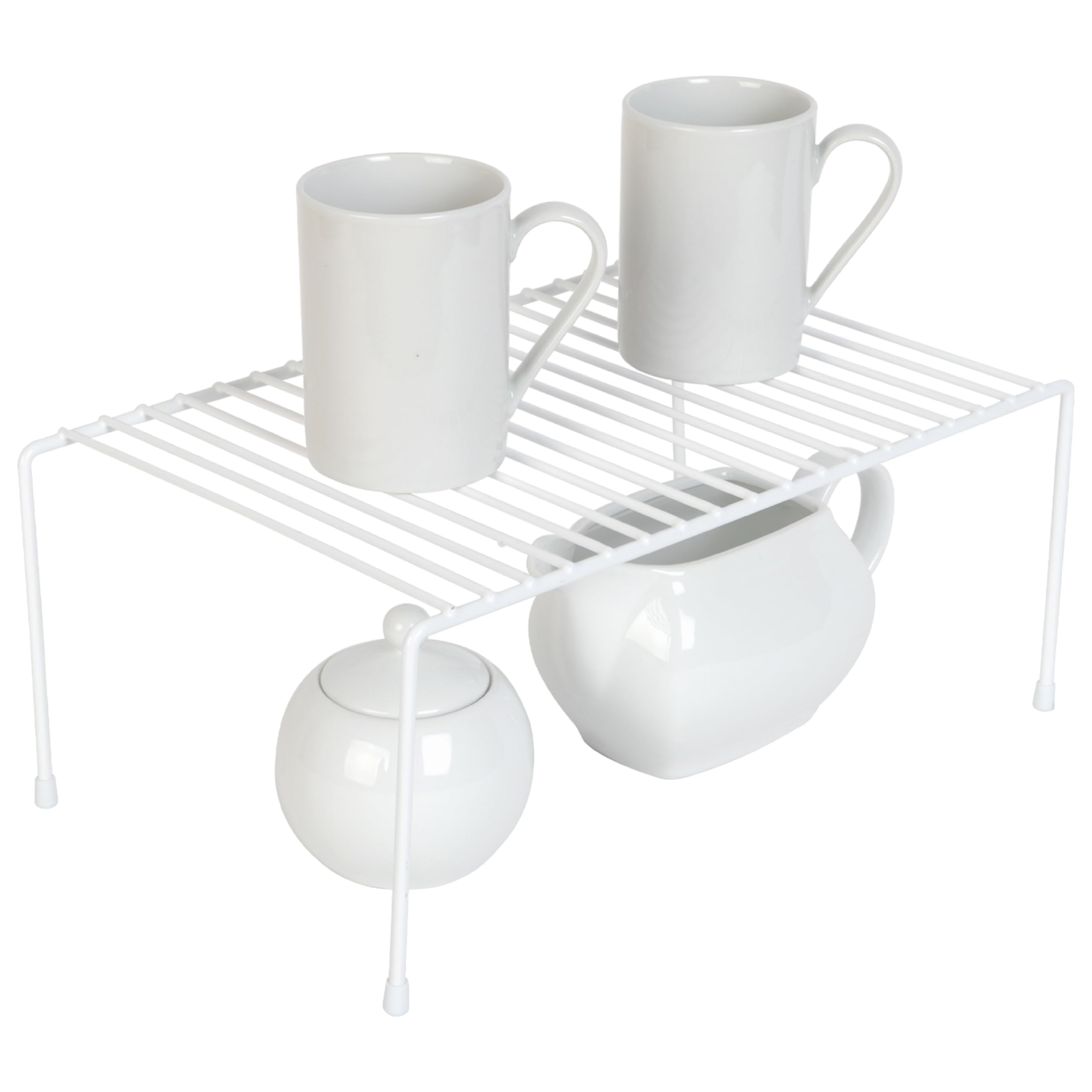 Smart Design Cabinet Storage Shelf Rack - Medium (8.5 x 13.25 Inch) - Steel Metal Wire - Cupboard, Plate, Dish, Counter & Pantry Organizer Organization - Kitchen [White]