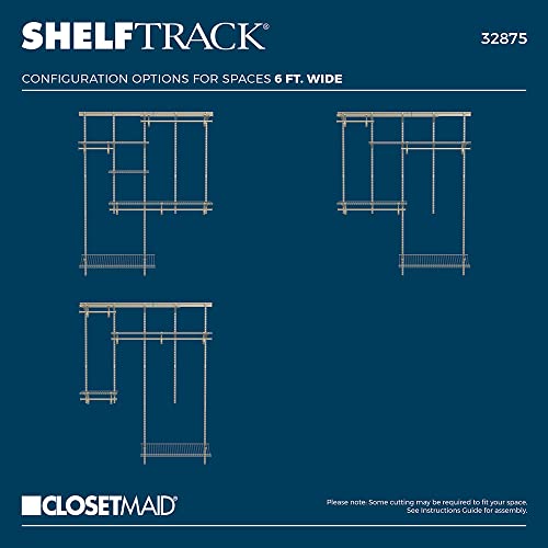 ClosetMaid ShelfTrack Wire Closet Organizer System, Adjustable from 5 to 8 Ft., with Shelves, Clothes Rods, Shoe Shelf, Hardware, Durable Steel, Nickel