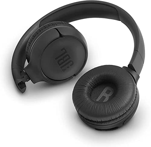 JBL Tune 500BT - On-Ear Wireless Bluetooth Headphones, Includes Bonus Extended 5ft Charging Cable and Velvet Storage Pouch - Black