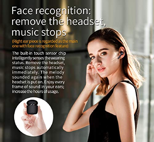 Bluedio Wireless Headphones with Face Recognition Feature, True Wireless Earbuds Bluetooth V5.0 Wireless Earphones Sports Running Headset with Charging Case Built-in Mic (Hurricane-HI Black)
