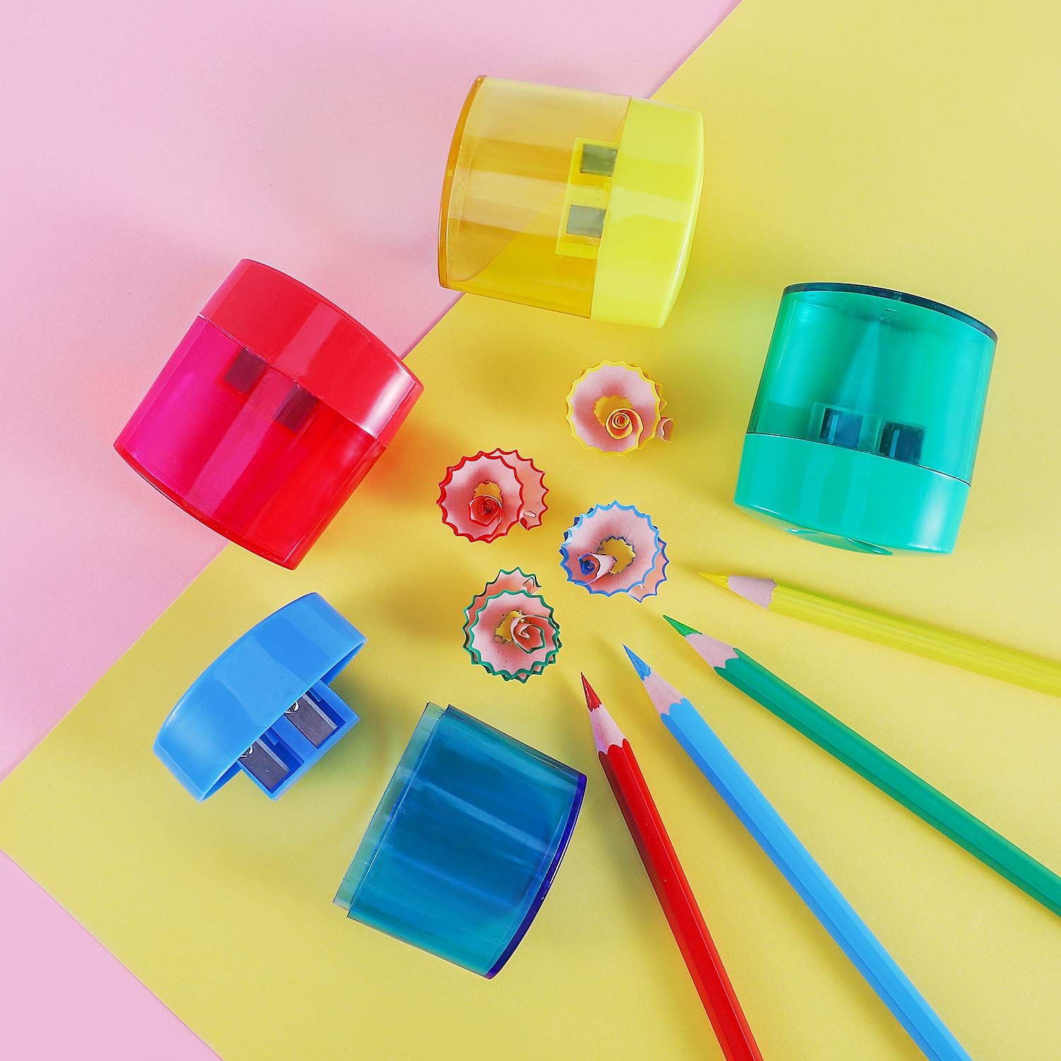 KIDMEN 2 Holes Pencil Sharpener,Pencil Sharpener for Kids,Pencil Sharpener Handheld-12 PACK