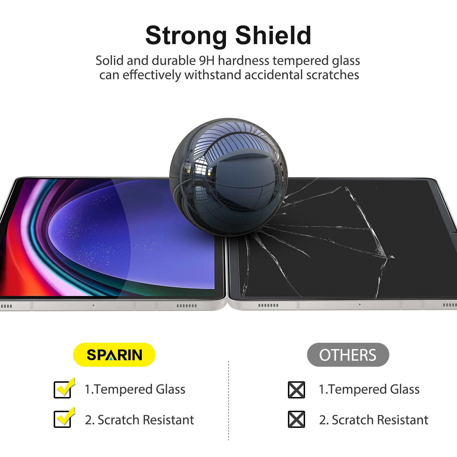 SPARIN 2 Pack Screen Protector for Samsung Galaxy Tab S9 FE 5G (10.9 inch) & Galaxy Tab S9/ S8/ S7 (11 inch), Tempered Glass Compatible with S Pen, Anti-Scratches