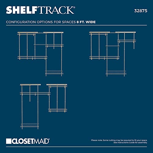 ClosetMaid ShelfTrack Wire Closet Organizer System, Adjustable from 5 to 8 Ft., with Shelves, Clothes Rods, Shoe Shelf, Hardware, Durable Steel, Nickel