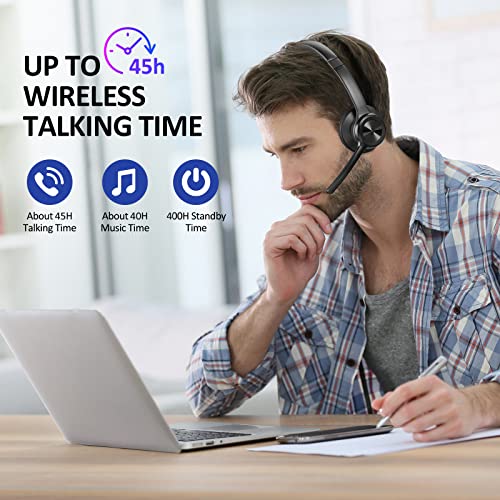 EKVANBEL Bluetooth Headphones V5.2, Wireless Headphones with Noise Cancelling Microphone, On Ear Wireless Headset for Cell Phones Laptop Computer
