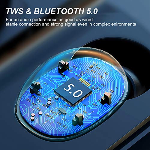Wireless Earbuds with Immersive Sound True 5.0 Bluetooth in-Ear Headphones with 2000mAh Charging Case Easy-Pairing Stereo Calls/Touch Control/Built-in Microphones/IPX7 Sweatproof/Deep Bass for Sports