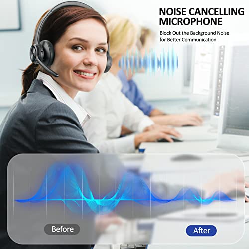 EKVANBEL Bluetooth Headphones V5.2, Wireless Headphones with Noise Cancelling Microphone, On Ear Wireless Headset for Cell Phones Laptop Computer