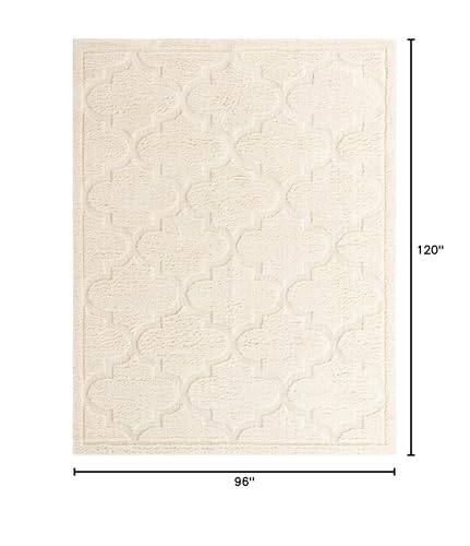 Rugs.com Lattice Shag Collection Rug β 8' x 10' Ivory Shag Rug Perfect for Living Rooms, Large Dining Rooms, Open Floorplans
