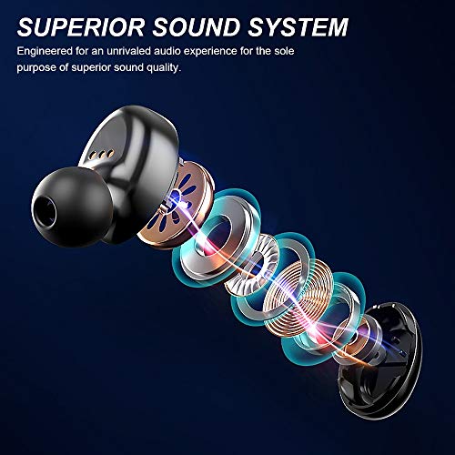 Wireless Earbuds with Immersive Sound True 5.0 Bluetooth in-Ear Headphones with 2000mAh Charging Case Easy-Pairing Stereo Calls/Touch Control/Built-in Microphones/IPX7 Sweatproof/Deep Bass for Sports