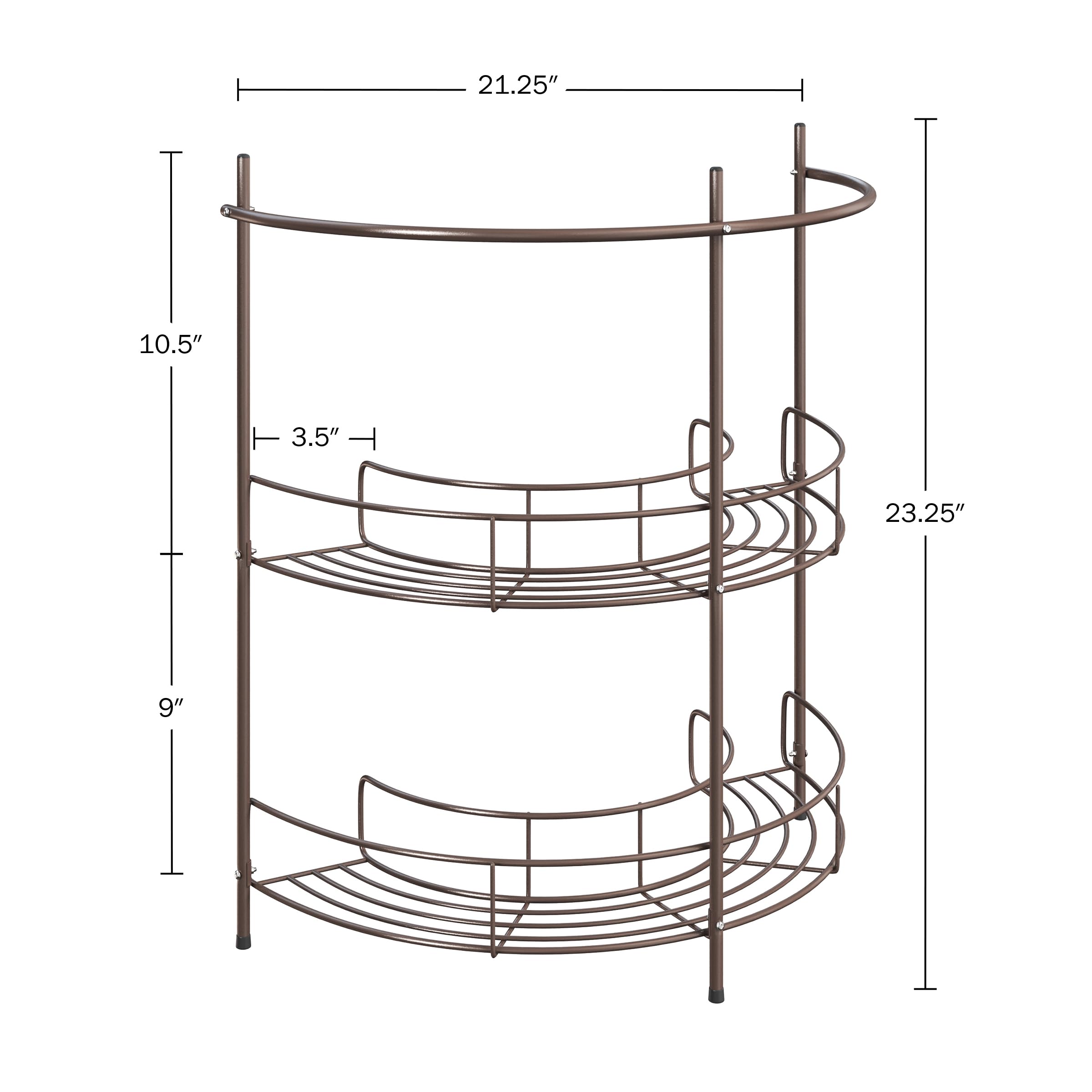 Lavish Home Compact Rack Pedestal Sink Organizer, (L) 21.25” x (W) 11” x (H) 23.25”, Bronze