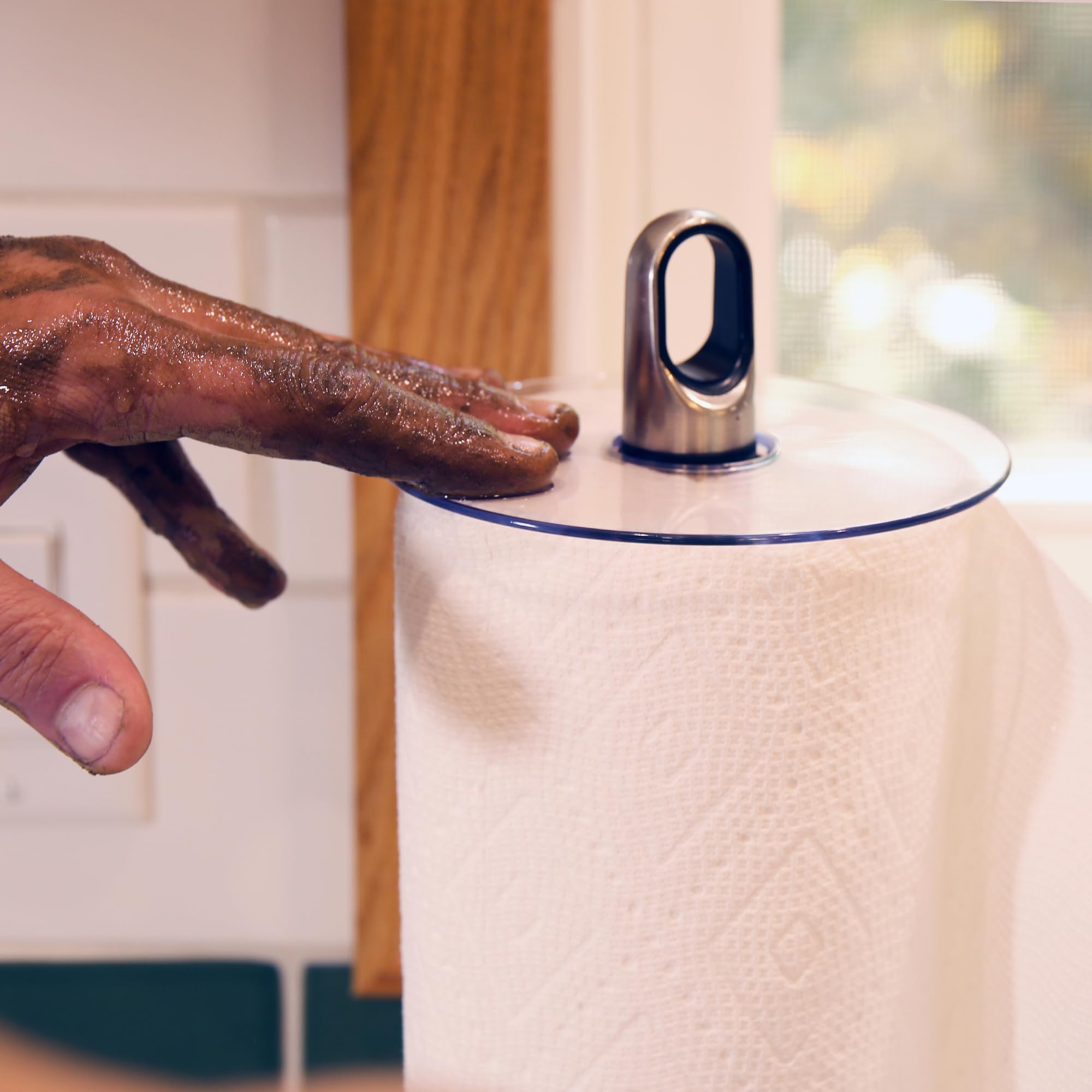 Paper Towel Topper- Keeps Top of Paper Towel Roll Clean & Dry - Paper Towel Holder Countertop Stand