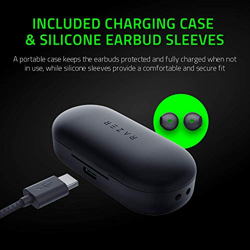 Razer Hammerhead True Wireless Bluetooth Gaming Earbuds: 60ms Low-Latency - IPX4 Water Resistant - Bluetooth 5.0 Auto Pairing - Touch Enabled - 13mm Drivers - Classic Black