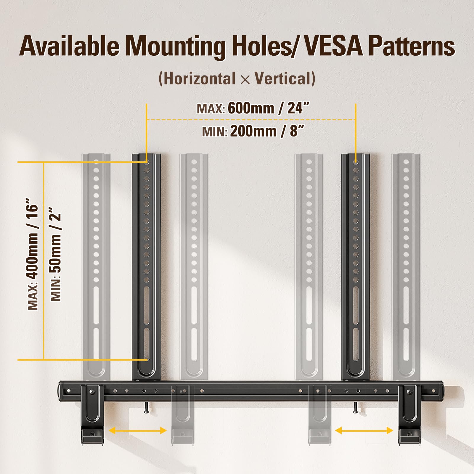 Mounting Dream Soundbar Mount, Heavy Duty Soundbar Wall Mount for Most Sound Bars With Hole/Without Hole Up to 26.5 LBS, Soundbar Bracket Height Adjust, No-Slip Base Holder Extends 3.44β-6.06β, MD5428
