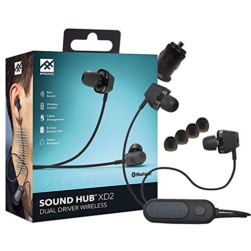 iFrogz Sound HUB XD2 Black Wireless Bluetooth Headset - Sweat Resistant -EQ Rich Sound Setting- with Car Adapter (Retail Packing)