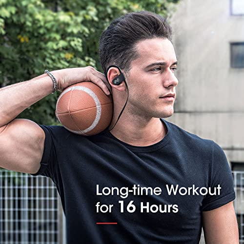 Redzoo Bluetooth Headphones, Bluetooth 5.0 Wireless Earbuds Sports, 22Hr Playtime Bluetooth Earphones for Running w/25° Ergonomic Ear Hooks, IPX7 Waterproof, Noise Cancelling Mic (Black)