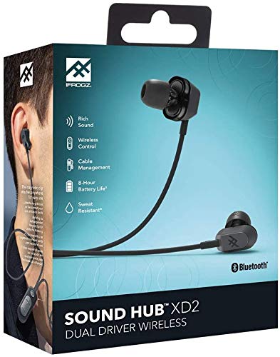 iFrogz Sound HUB XD2 Black Wireless Bluetooth Headset - Sweat Resistant -EQ Rich Sound Setting- with Car Adapter (Retail Packing)