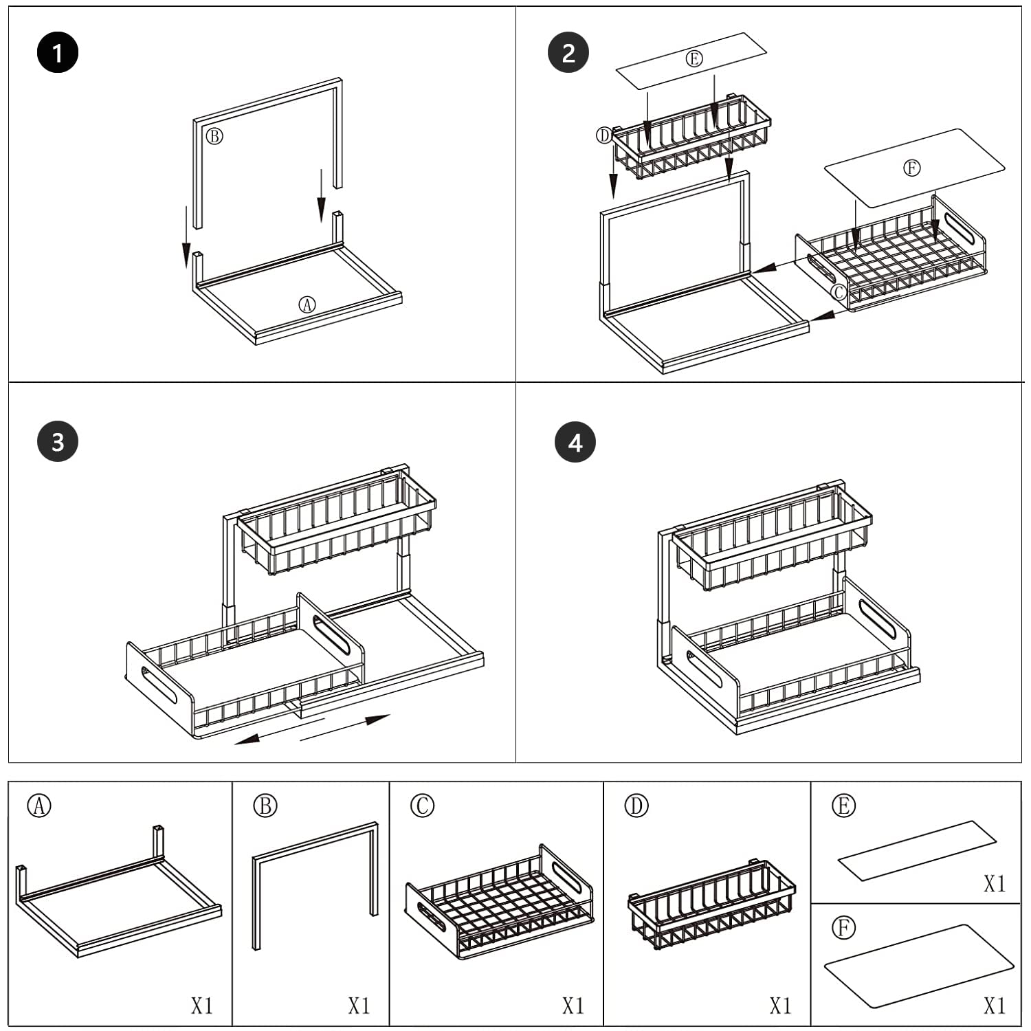 furihshe Under Sink Organizers and Storage, Pull Out Cabinet Organizer 2-Tier Slide Out Sliding Shelf Under Cabinet Storage Multi-Use for Under Kitchen Bathroom Under Sink Organizer