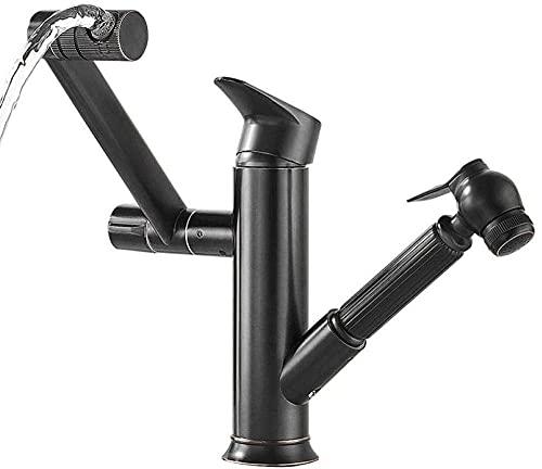 Kitchen Faucets Commercial Modern Basin hot and Cold Water Faucet Copper Rotating Telescopic Bathroom Bathroom Sink wash Basin Faucet can Pull