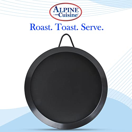 Alpine Cuisine Nonstick Round Comal Griddle 11-Inch - Black Carbon Steel Tortilla Comal with Single Handle - Durable, Heavy Duty Comal for Cooking - Even-Heating