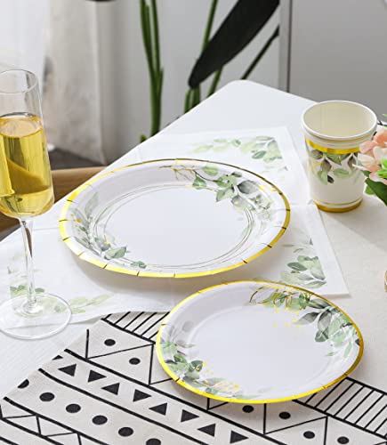 Winoo Design Green Plates and Napkins Party Supplies - Serves 16 - Greenery Theme Decorations