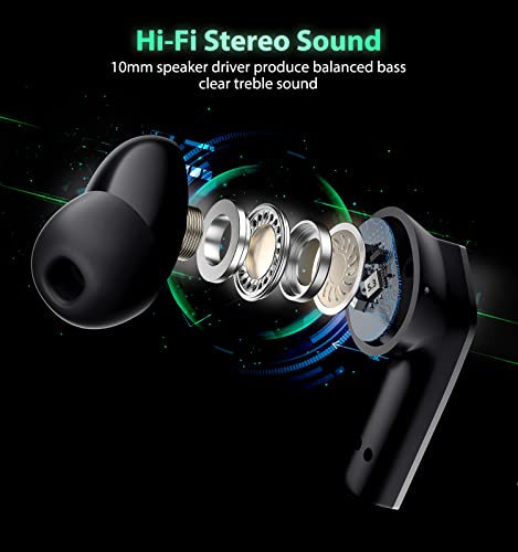 Bluetooth 5.3 Wireless Earbuds in-Ear Headphone for iPhone 14 Pro Max 13 Samsung Z Fold 4 Flip 3, Noise Cancelling Mic Bass Sound Sport Headset for iPad 10 Galaxy S23 S22 S21 Pixel 7 Pro 6 Oneplus 11