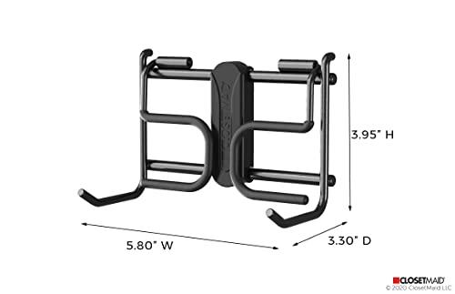 ClosetMaid MaxLoad 3-Pack Garage Hooks & Hangers Wall Mount Heavy Duty Storage for Long Handle Tools, Cords, Hoses, Shovels, Rakes, Brooms, Black
