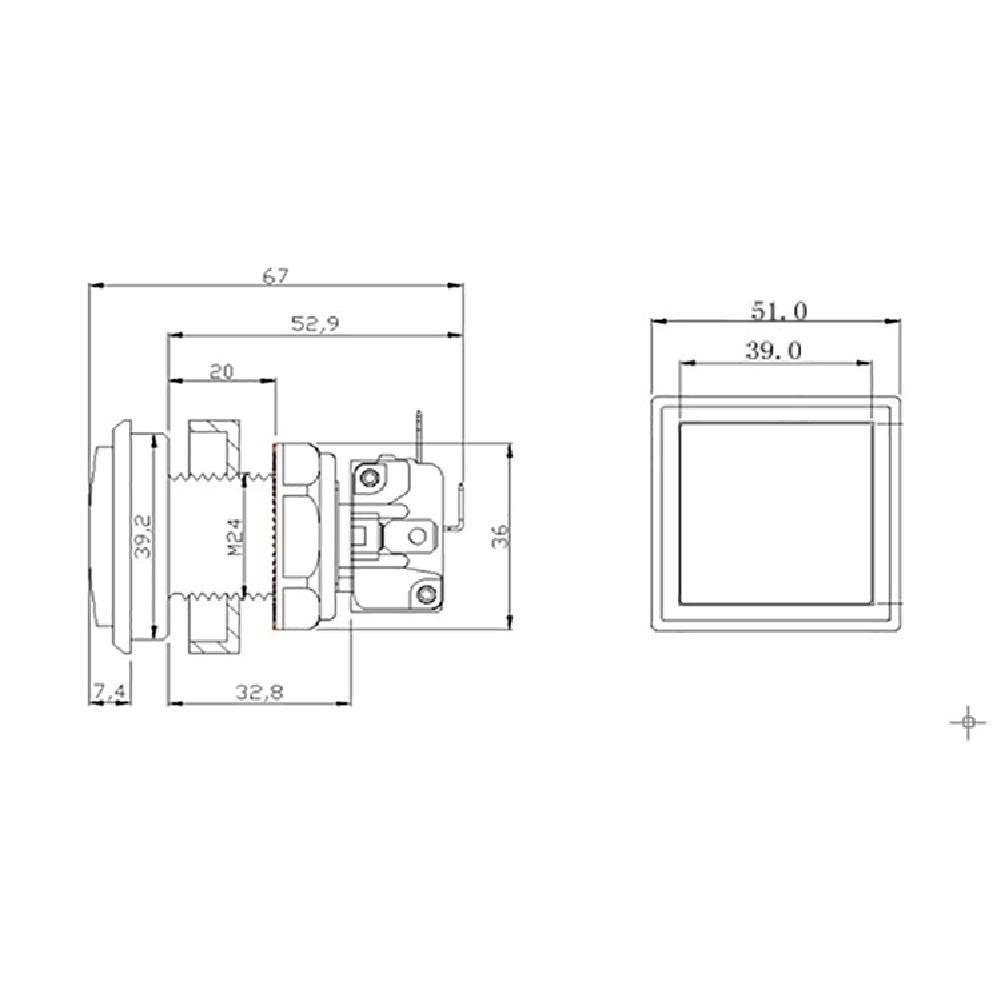 Big Red Arcade Control Panels Square Push Buttons Illuminated 12V LED Lamp Built-in Microswitch 51*51MM