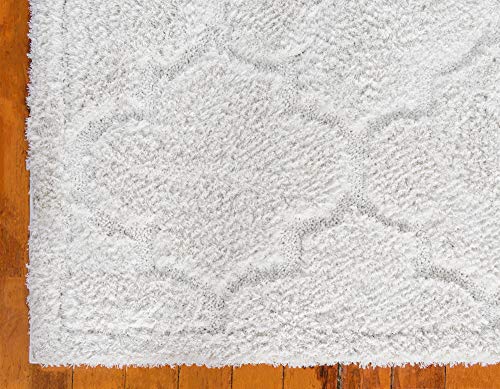 Rugs.com Lattice Shag Collection Rug β 8' x 10' Ivory Shag Rug Perfect for Living Rooms, Large Dining Rooms, Open Floorplans