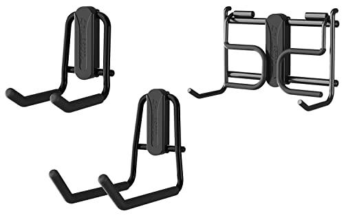 ClosetMaid MaxLoad 3-Pack Garage Hooks & Hangers Wall Mount Heavy Duty Storage for Long Handle Tools, Cords, Hoses, Shovels, Rakes, Brooms, Black