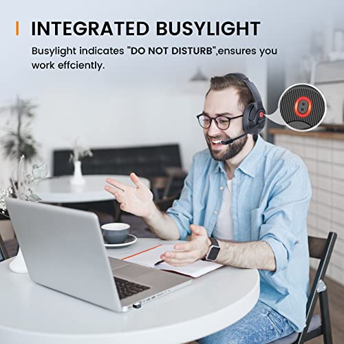 EKSA Bluetooth Headset with Microphone, Wireless Computer Headphone AI-Powered Environmental Noise Cancelling Headset & USB Dongle, 55H Playtime, Over Ear Comfort for PC, Phone, Work, Home Office