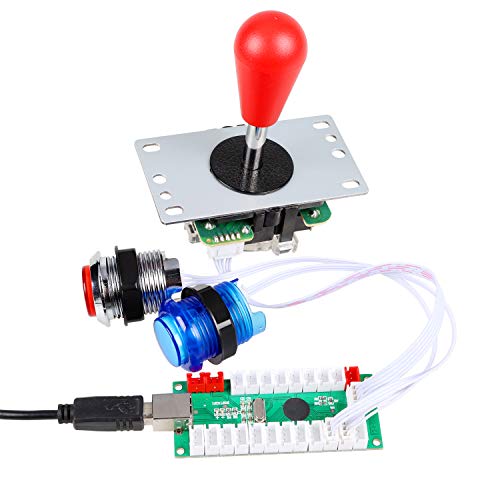 Fosiya Arcade Joystick 4 8 Ways Bat Top Ball Joystick for PC PS3 Xbox 360 Arcade1up Games Console Kit Parts (Black)