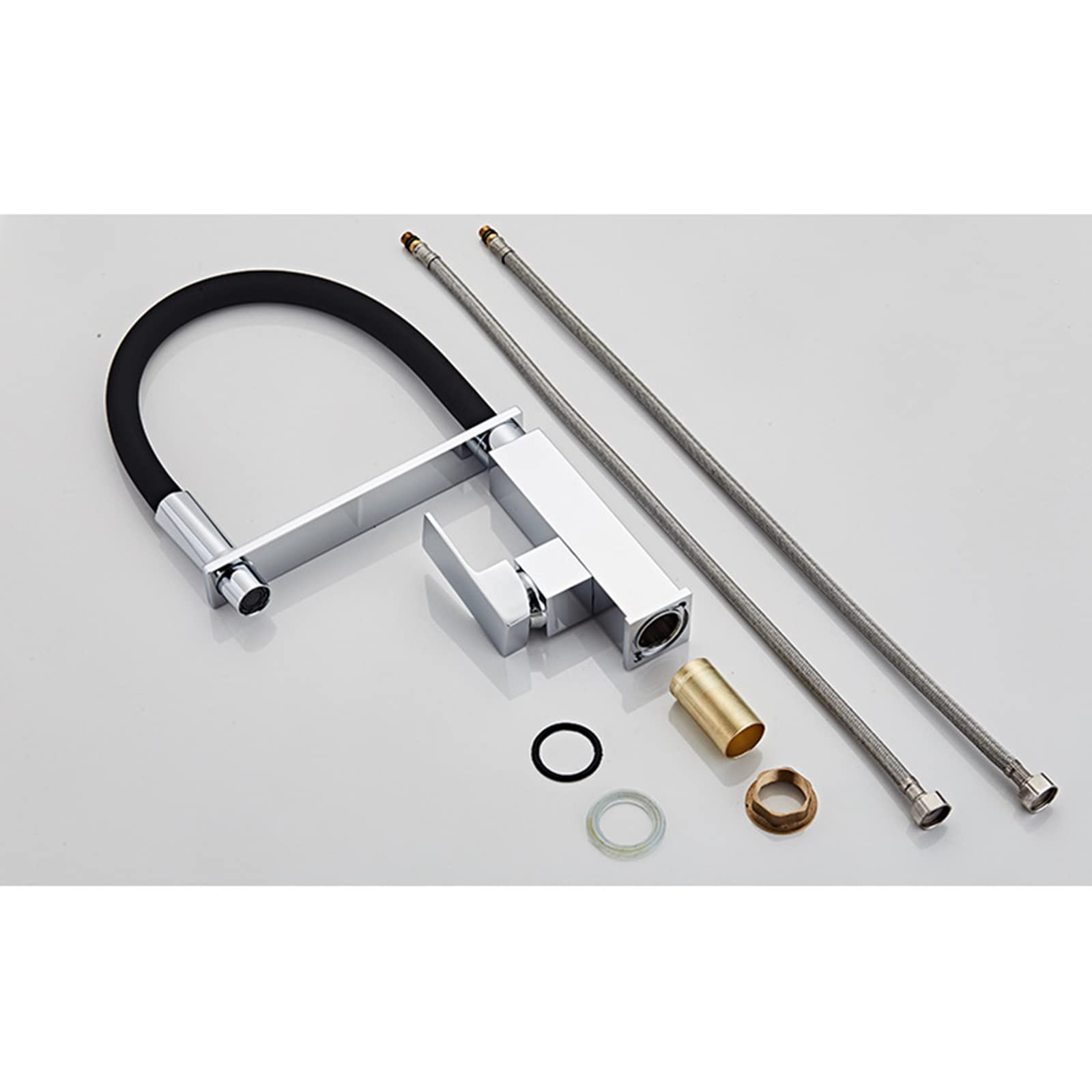 Kitchen Faucet Single Handle High Arc Kitchen Sink Faucet Deck Mounted Hot and Cold Water Kitchen Faucets Commercial Modern Brass Sink Taps Chrome Black Heavy Duty