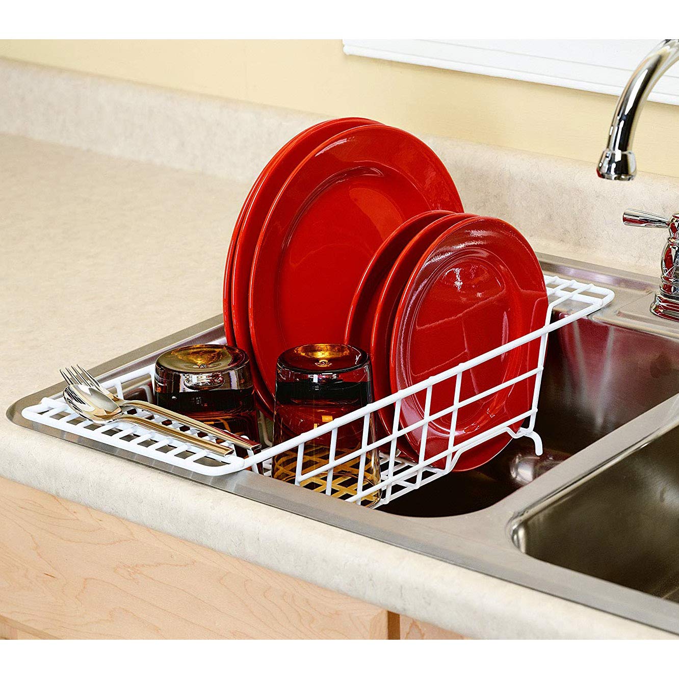 ClosetMaid Economical 8 Inch Wide 4.5 Inches High Over The Sink Coated Steel Dish Rack Draining Solution, White (2 Pack)