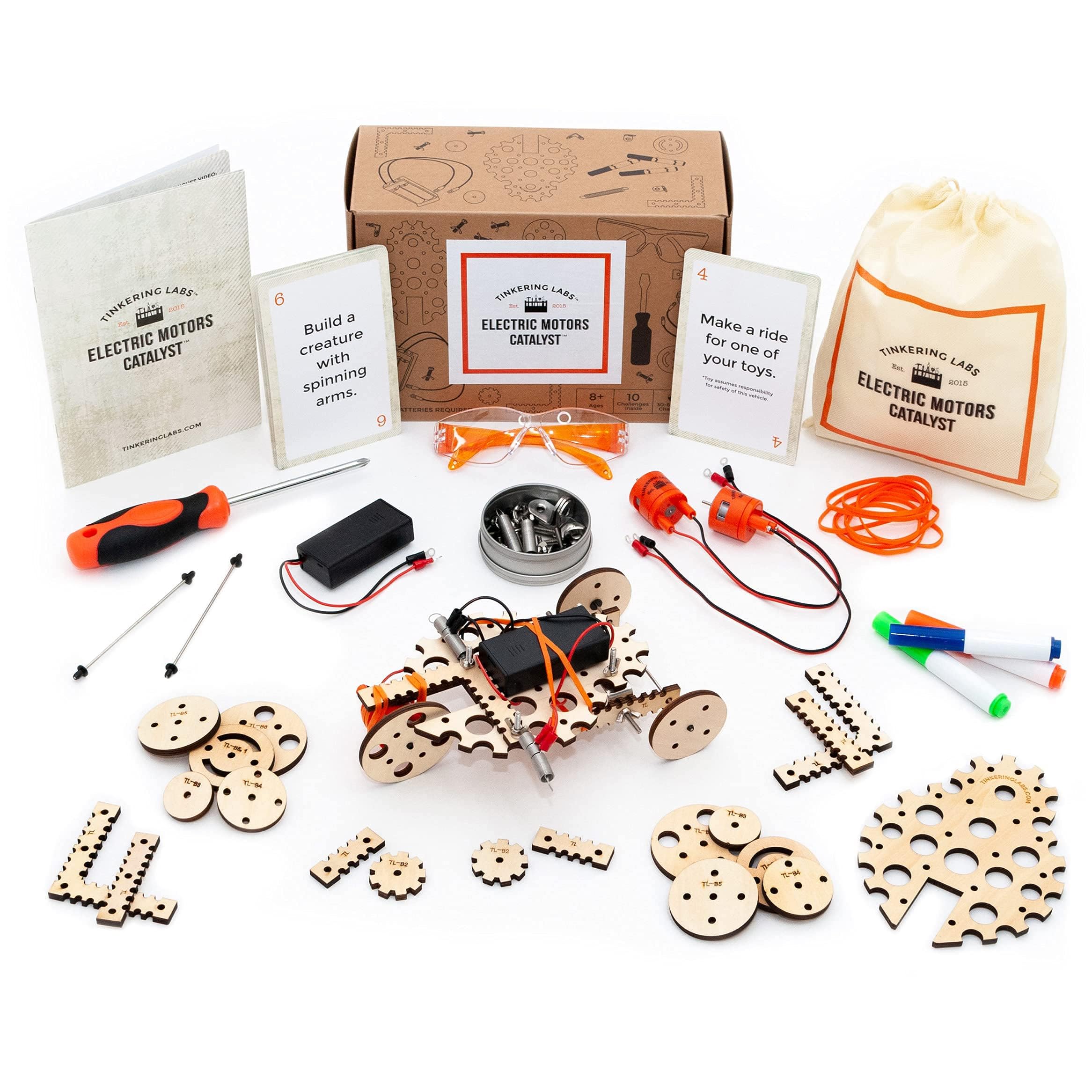 Tinkering Labs Robotics Engineering Kit | Designed by Scientists in USA | 50+ Parts | 10+ STEM Projects For Kids 8-12 | Learn Electronics, Science | Grow Creativity, Grit | Great DIY Inventor Toy Gift