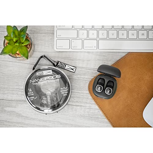 Altec Lansing NanoBuds 2.0 True Wireless Earbuds with Charging Case, TWS Waterproof Bluetooth Earphones with Touch Controls for Travel, Sports, Running, Working (Cool Grey)