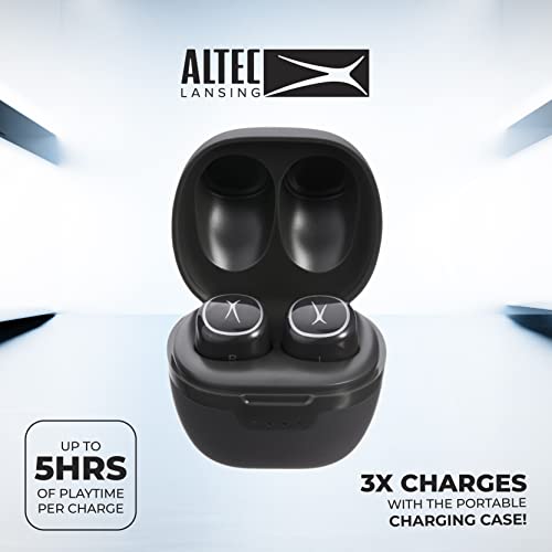 Altec Lansing NanoBuds 2.0 True Wireless Earbuds with Charging Case, TWS Waterproof Bluetooth Earphones with Touch Controls for Travel, Sports, Running, Working (Cool Grey)