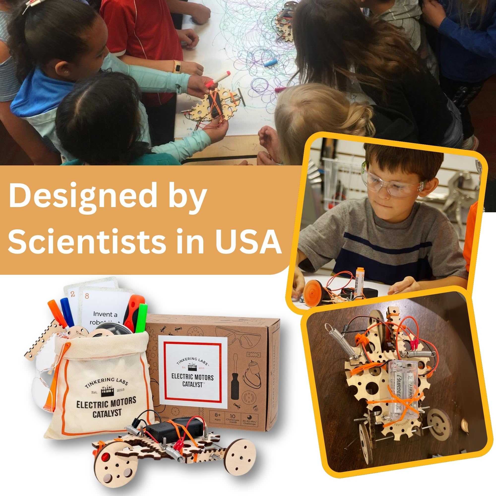 Tinkering Labs Robotics Engineering Kit | Designed by Scientists in USA | 50+ Parts | 10+ STEM Projects For Kids 8-12 | Learn Electronics, Science | Grow Creativity, Grit | Great DIY Inventor Toy Gift