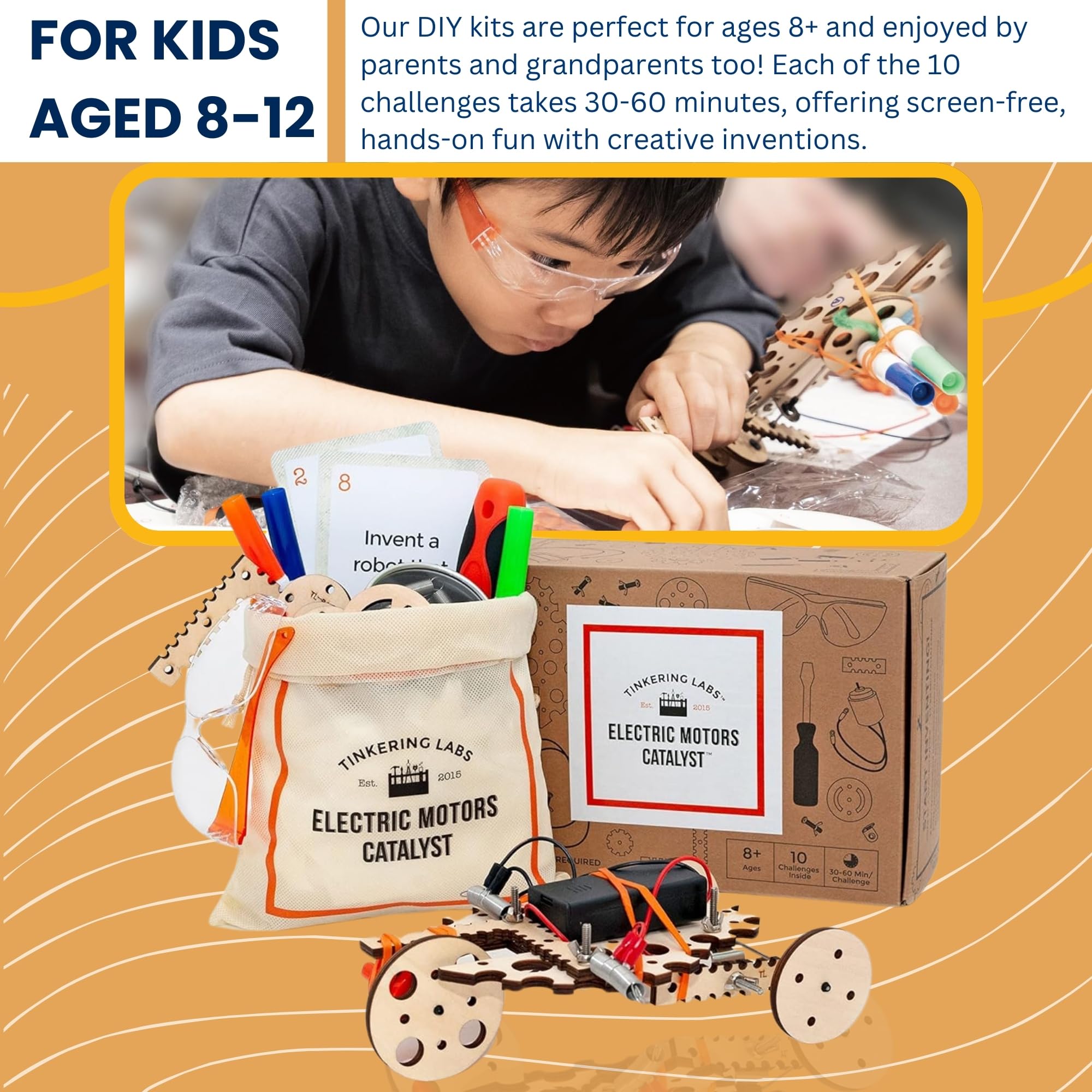 Tinkering Labs Robotics Engineering Kit | Designed by Scientists in USA | 50+ Parts | 10+ STEM Projects For Kids 8-12 | Learn Electronics, Science | Grow Creativity, Grit | Great DIY Inventor Toy Gift