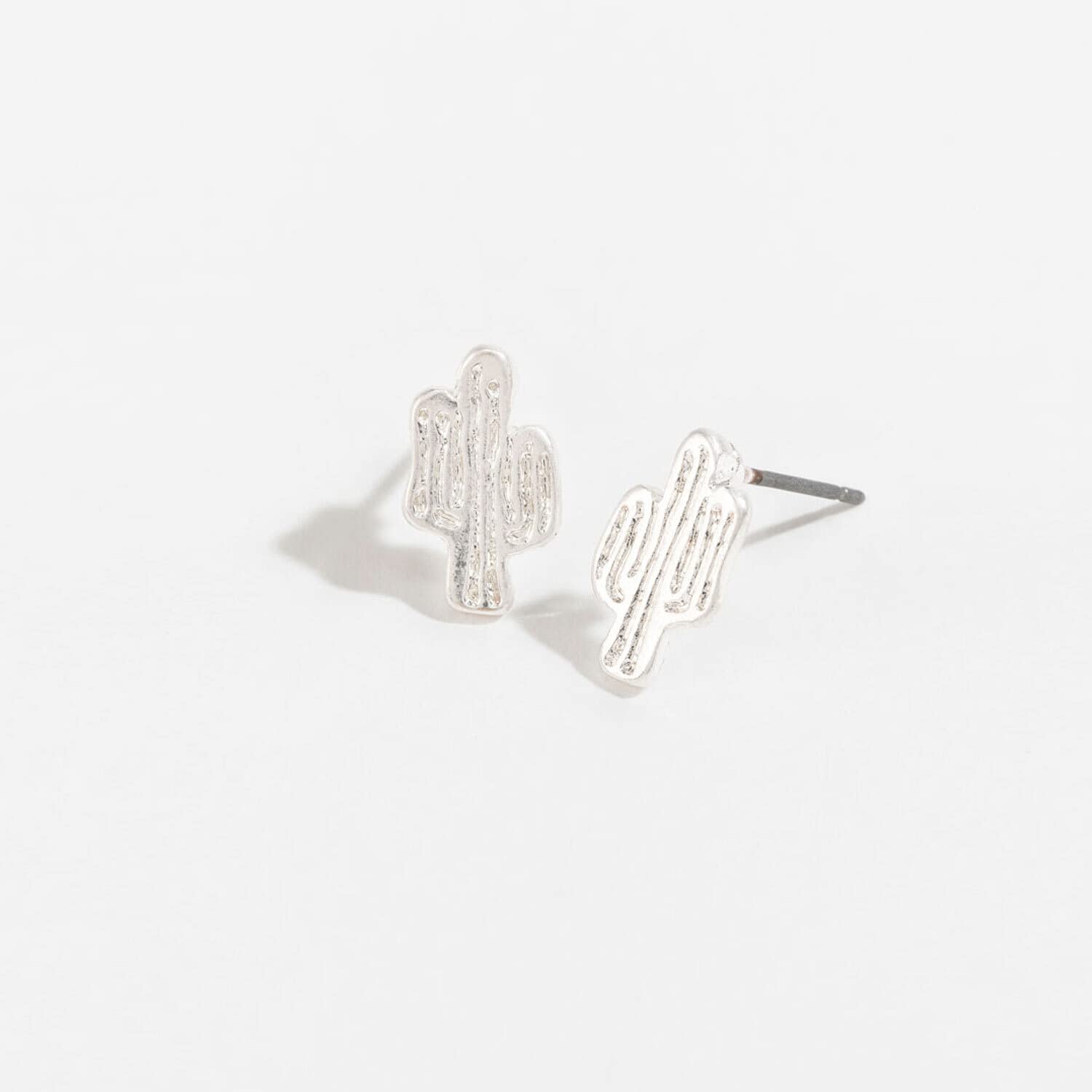 Stud Buds Silver Cactus Nickel Free Earrings from Howard's Inc