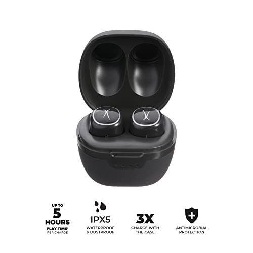 Altec Lansing NanoBuds 2.0 True Wireless Earbuds with Charging Case, TWS Waterproof Bluetooth Earphones with Touch Controls for Travel, Sports, Running, Working (Cool Grey)