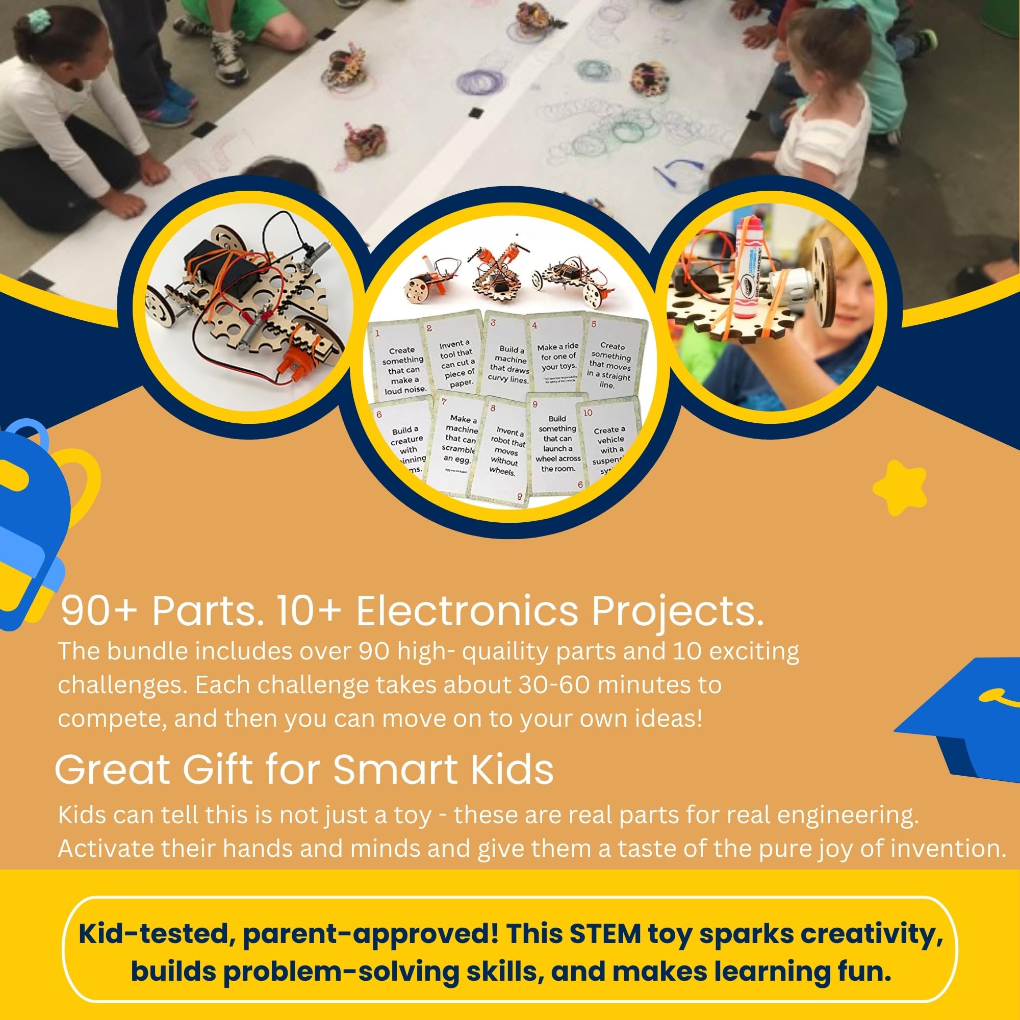 Tinkering Labs Robotics Engineering Kit | Designed by Scientists in USA | 50+ Parts | 10+ STEM Projects For Kids 8-12 | Learn Electronics, Science | Grow Creativity, Grit | Great DIY Inventor Toy Gift