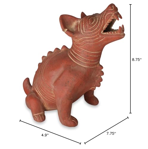 NOVICA Red Archaeological Ceramic Figurine, 7.75" Tall, 'Comala Dog'